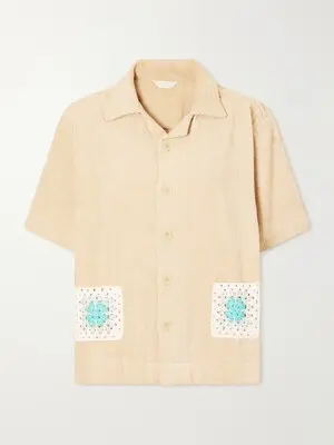 TERRY PUESTO Boxy Organic Cotton Terry Shirt With Crochet Trim