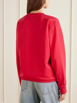 Saint Laurent Cotton Fleece Logo Embroidered Sweatshirt