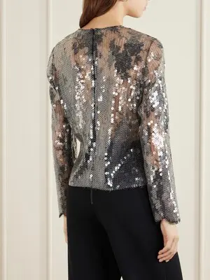 Veronica De Piante Dalia Lace And Sequined Blouse - Black