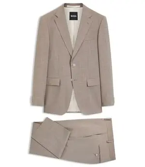 BOSS Two-piece Slim-fit Suit In Virgin Wool - Khaki