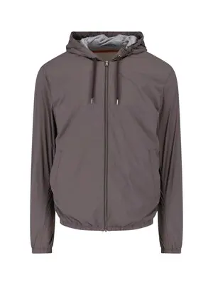 Herno Technical Fabric Hooded Jacket - Brown
