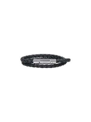 TOD'S Tod's "My Colors" Braided Leather Bracelet Black