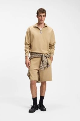 Hugo Cotton-terry Shorts With Logo Patch