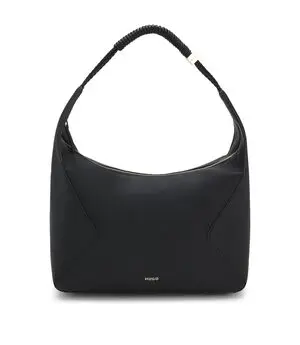 Hugo Hobo Bag With Gold-tone Logo Hardware - Black