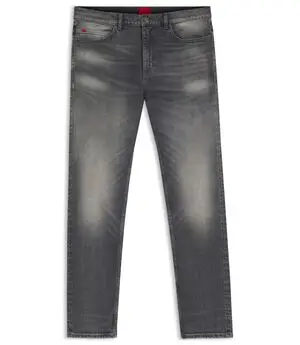 Hugo Slim-fit Black Jeans In Stretch Cotton - Silver