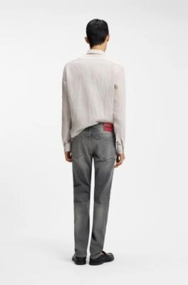 Hugo Slim-fit Black Jeans In Stretch Cotton