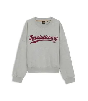 BOSS Peached Cotton Sweatshirt With Chest Artwork