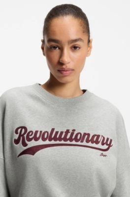 BOSS Peached Cotton Sweatshirt With Chest Artwork