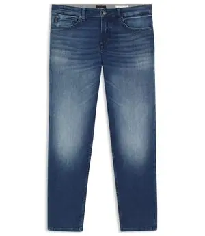 BOSS Regular-fit Tapered Stretch-cotton Jeans - Blue