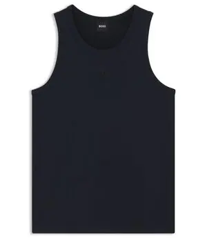 BOSS Slim-fit Tank Top In Cotton - Dark Blue