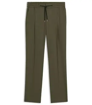 Hugo Slim-fit Wool Blend Pants With Drawcord Waist - Light Green