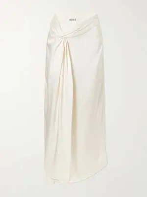 RÓHE Draped Satin Midi Wrap Skirt - Ivory