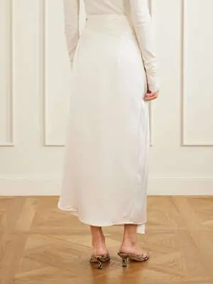RÓHE Draped Satin Midi Wrap Skirt