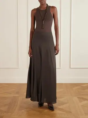 RUOHAN Aeris Pleated Silk-crepe Midi Skirt