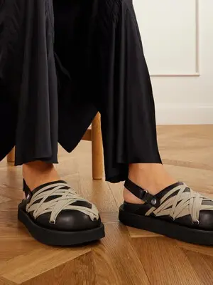 Rick Owens Megalace Platform Leather Mules - Black