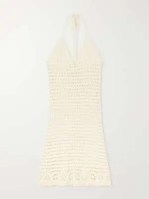 TERRY PUESTO Cece Halterneck Crocheted Organic-cotton Midi Dress