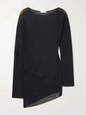 RUOHAN Cobia Asymmetric Gathered Cotton-gauze Blouse - Black