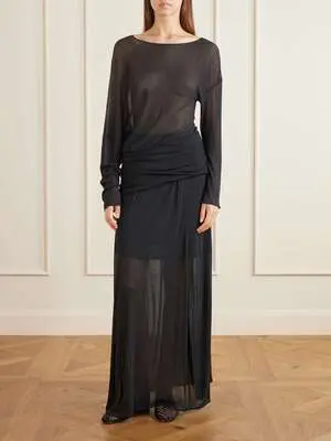 RUOHAN Cobia Asymmetric Gathered Cotton-gauze Blouse
