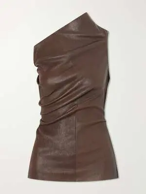 Rick Owens Athena One-shoulder Leather And Cotton-blend Tank