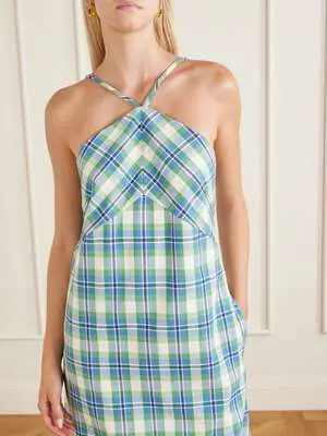 Rosie Assoulin Call Me Maybe Checked Woven Cotton Maxi Dress