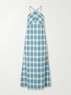 Rosie Assoulin Call Me Maybe" Checked Cotton Maxi Dress - Green