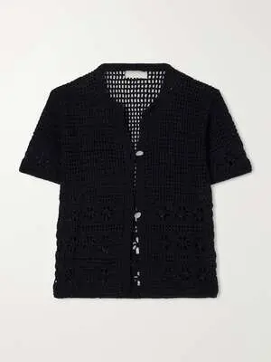 TERRY PUESTO Poolside Crocheted Organic-cotton Blouse - Black