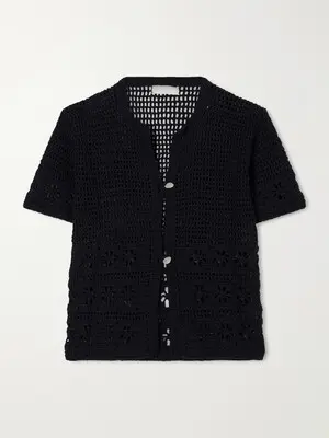 TERRY PUESTO Crocheted Organic Cotton Short Sleeve Blouse
