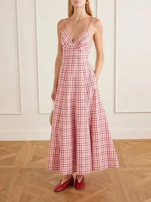 Rosie Assoulin Checked Jersey Maxi Dress - Red