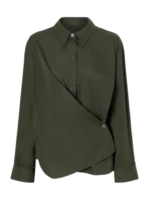 TWP TWP Asymmetric Cotton Wrap Shirt Green
