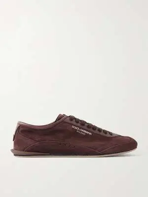 Dolce & Gabbana Leather-trimmed Suede Sneakers - Brown