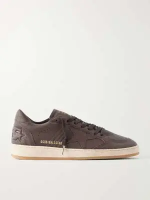 GOLDEN GOOSE Ball Star Distressed Leather Sneakers - Dark Brown