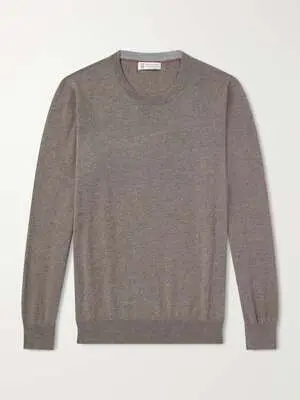 Brunello Cucinelli Slim-fit Cashmere Sweater - Brown