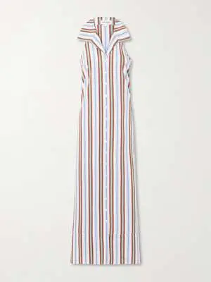 Rosie Assoulin Take It Or Sleeveless Cotton-poplin Midi Dress - Blue