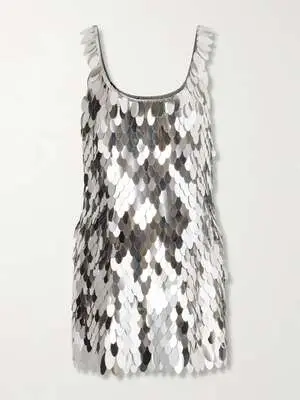 Rabanne Sequined -tone Chainmail Mini Dress - Silver