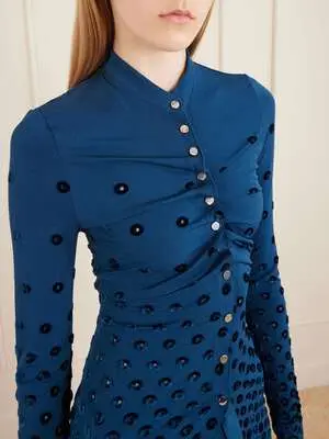 Rabanne Gathered Flocked Jersey Blouse