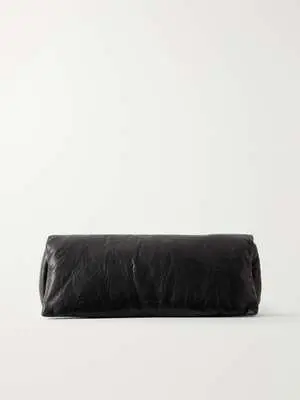 Rick Owens Baguette Logo-debossed Crinkled Leather Clutch - Black