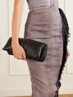 Rick Owens Baguette Logo-debossed Crinkled Leather Clutch