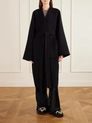 Rick Owens Dagger Belted Cashmere Coat