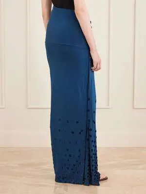 Rabanne Gathered Flocked Jersey Maxi Skirt