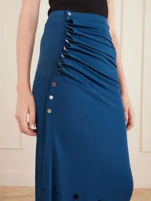 Rabanne Gathered Flocked Jersey Maxi Skirt