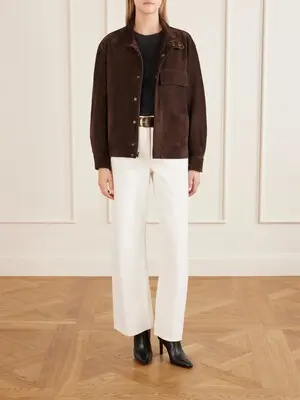 NILI LOTAN Cirque Suede Jacket - Brown