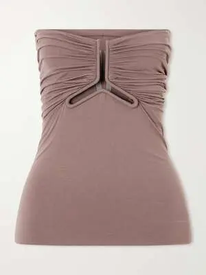 Rick Owens Alannah Strapless Cut-out Jersey Top - Grape
