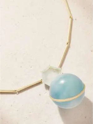 Marisa Klass 18-karat Yellow Gold And Aquamarine Necklace - Blue