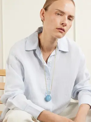 Marisa Klass 18-karat Yellow Gold And Aquamarine Necklace