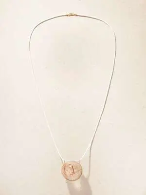 Marisa Klass 18-karat White Gold, Leather And Quartz Pendant Necklace - Pink