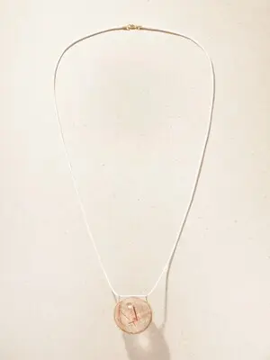 Marisa Klass 18-karat White Gold, Leather And Quartz Pendant Necklace