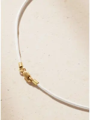 Marisa Klass 18-karat White Gold, Leather And Quartz Pendant Necklace