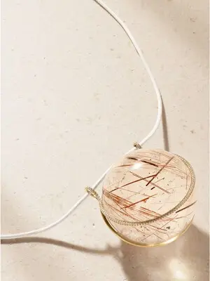 Marisa Klass 18-karat White Gold, Leather And Quartz Pendant Necklace
