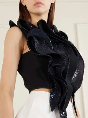 Maticevski Lavish Bodice Sequin-embellished Georgette Blouse