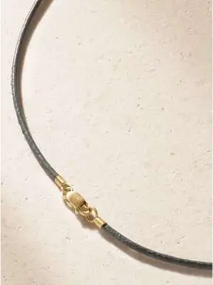 Marisa Klass 18-karat Gold, Quartz, Moonstone And Leather Necklace